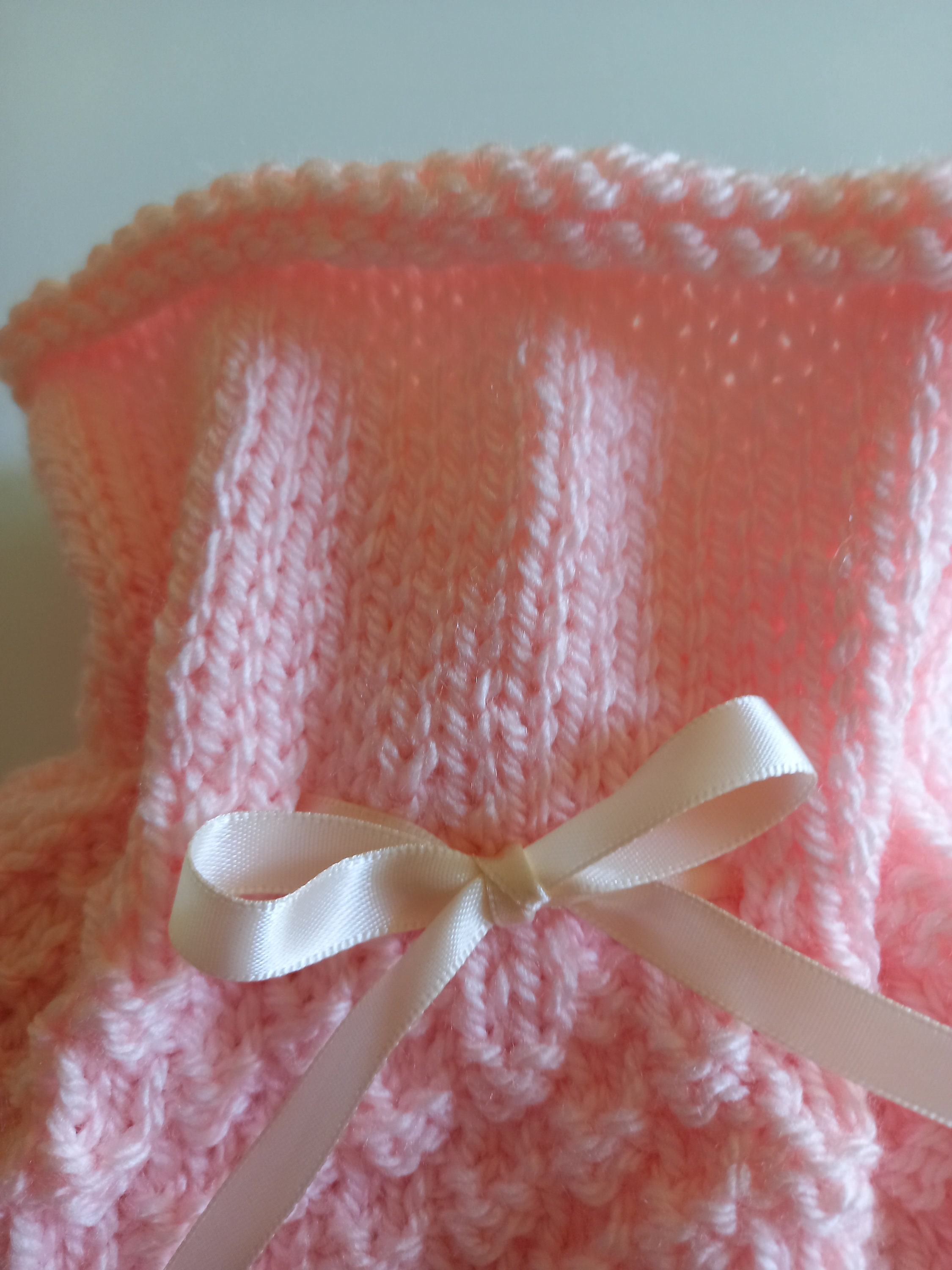 Hot Water Bottle Cover Hand Knitted in Baby Pink Acrylic Yarn With ...