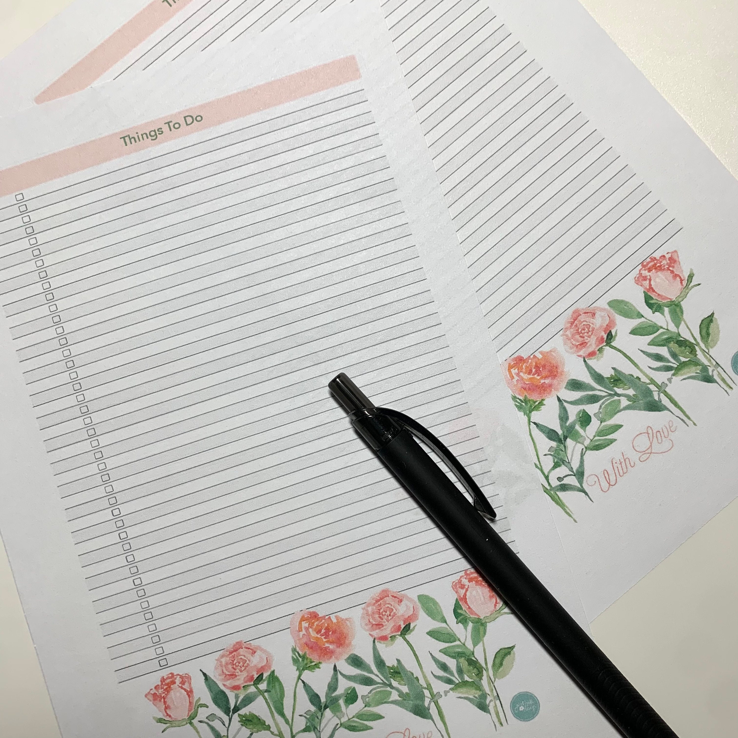 Watercolor Flowers to Do List Printable Stationary PDF Pretty ...