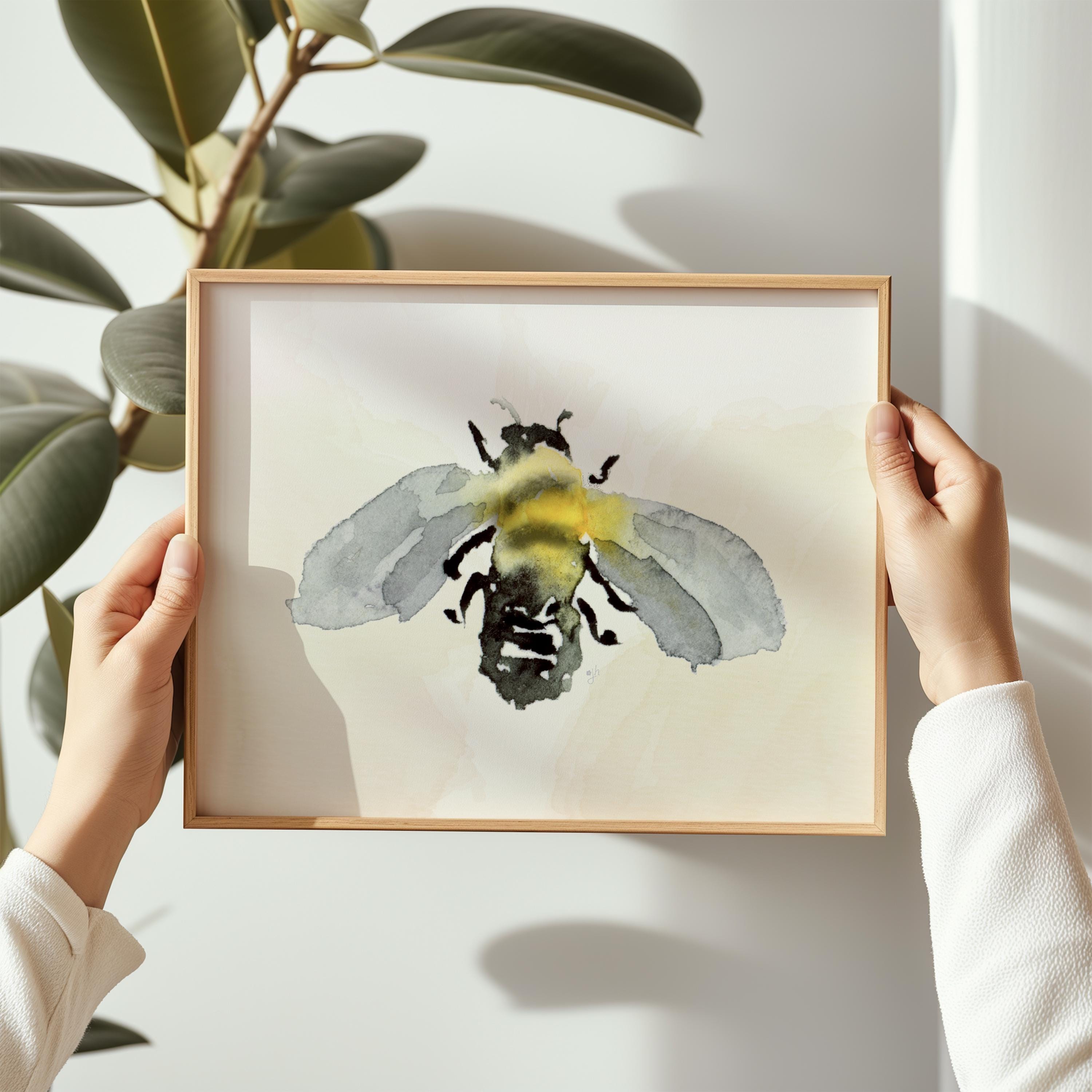 Bee Art Print, Bee Wall Art, Unframed Watercolor Print, Honeybee Art ...