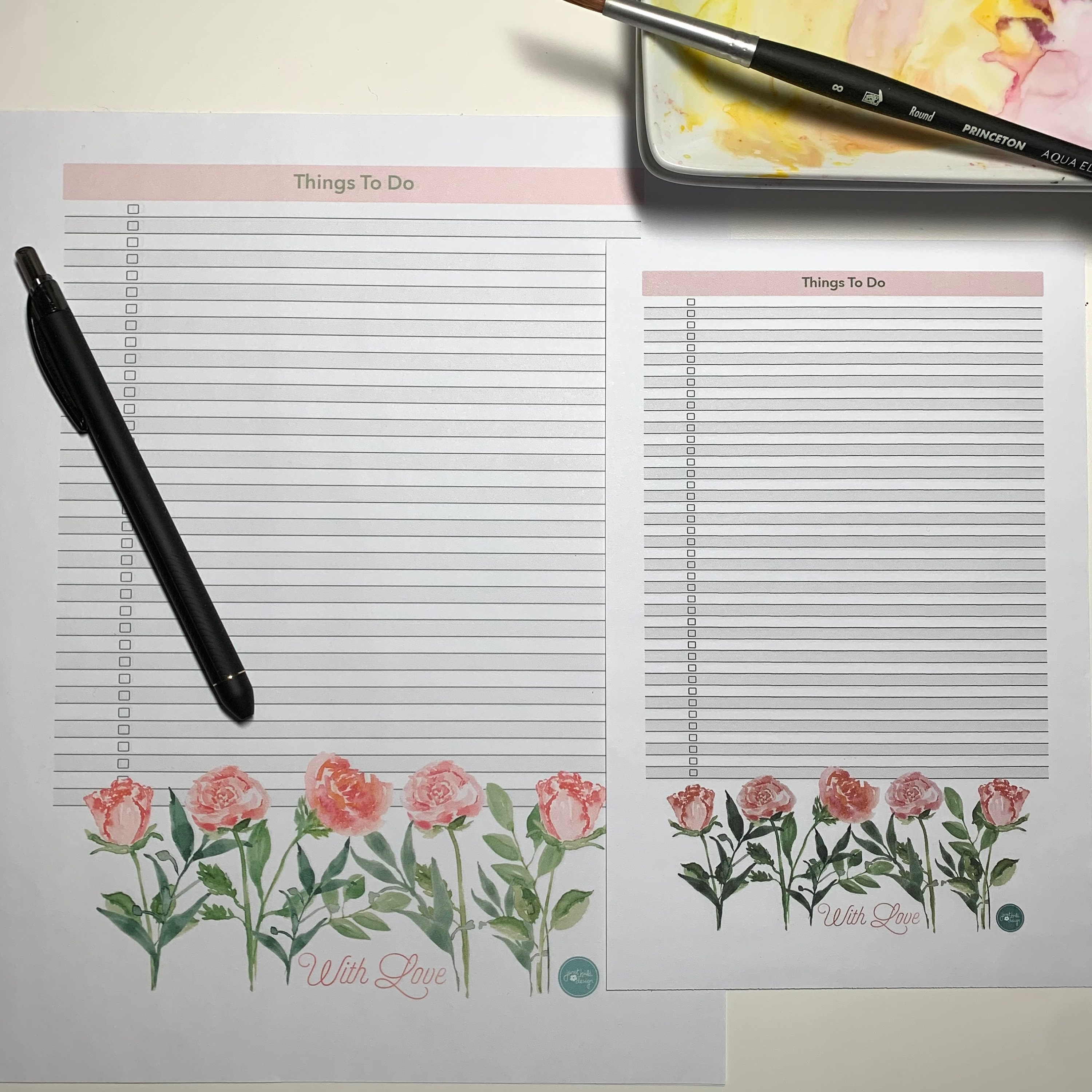 Watercolor Flowers to Do List Printable Stationary PDF Pretty ...