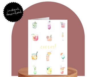 Printable Card, Cheers Card, Card for Her, Card for Him, Celebrations ...