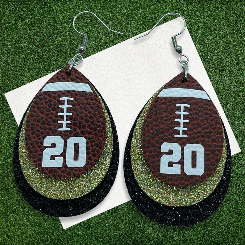 Football Earrings Faux Leather Custom Team Colors With - Etsy