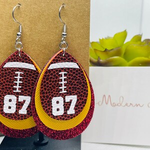Football Earrings Faux Leather Custom Team Colors With - Etsy
