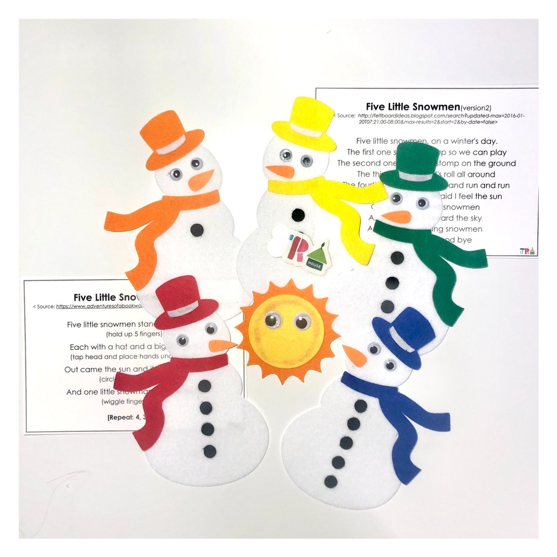 Five Little Snowmen: Flannel Felt Board Story | Etsy