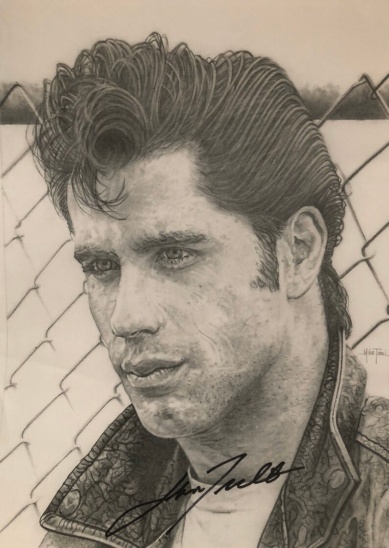 Danny Zuko John Travolta Pencil Drawing Print - Etsy Canada