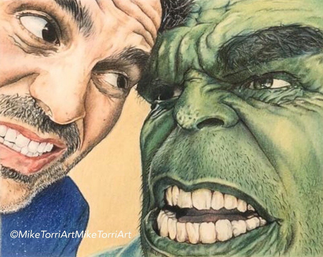 Bruce Banner Vs Hulk - Mark Ruffalo Color Pencil Drawing Print - Etsy