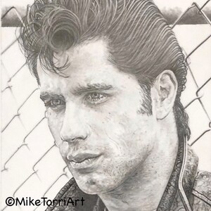 Danny Zuko John Travolta Pencil Drawing Print - Etsy Canada