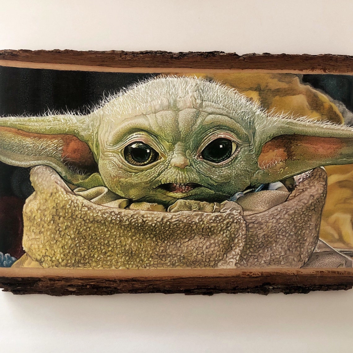 SOLD OUT!! GROGU - Color Pencil Drawing on Basswood, Original Art Piece ...