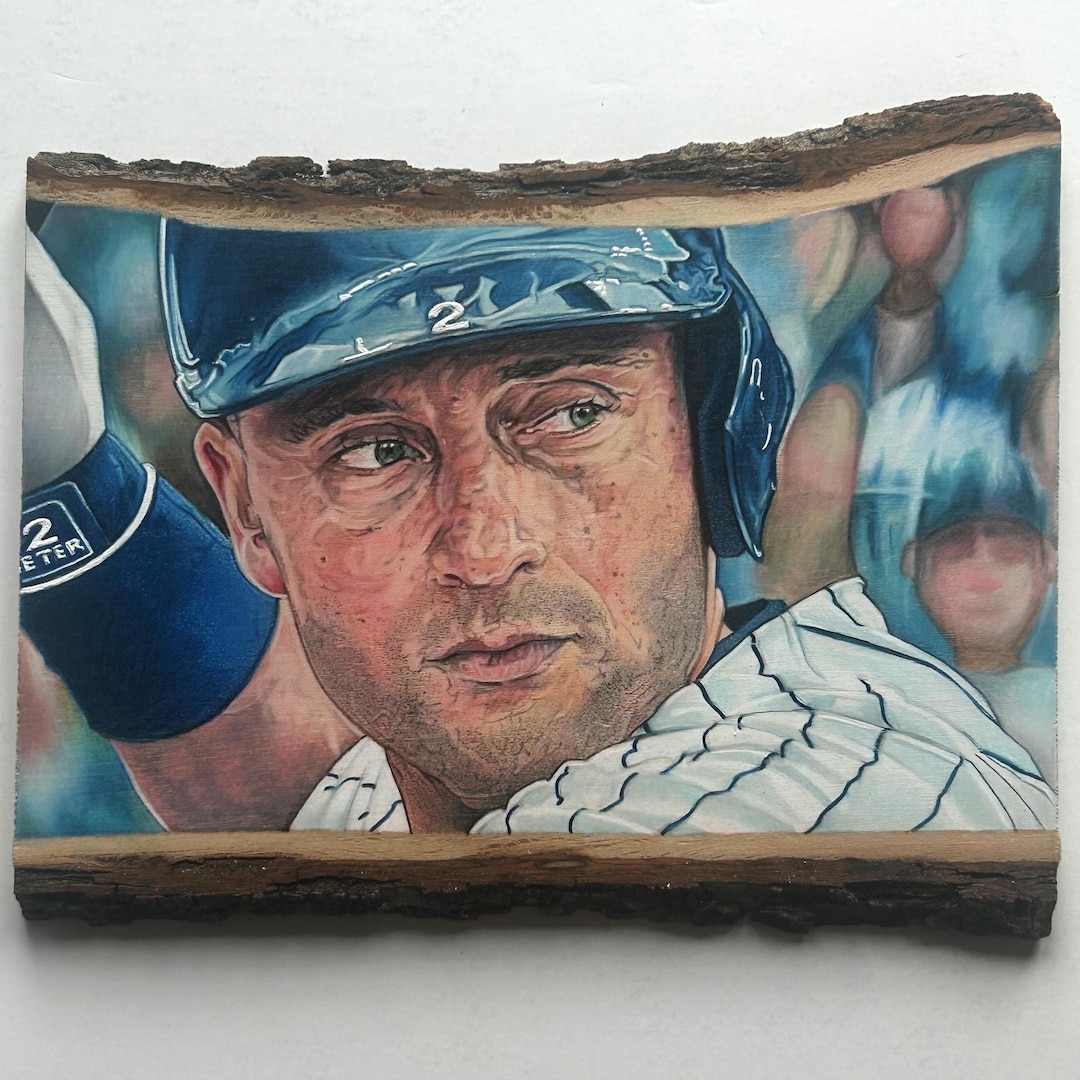 DEREK JETER - Color Pencil Drawing on Basswood. - Etsy