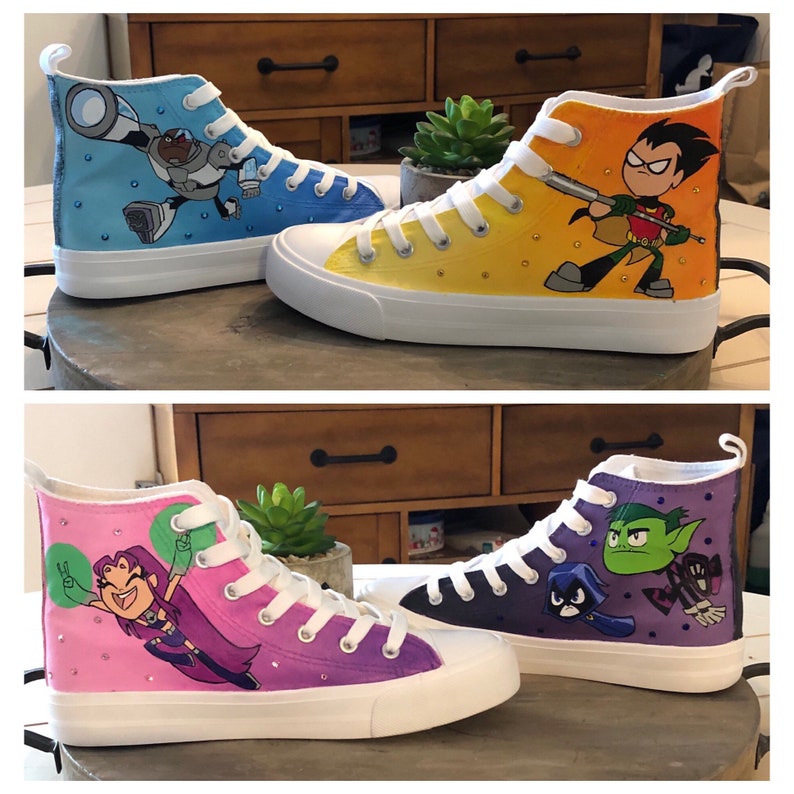 SOLD OUT Custom Painted Teen Titans Go Sneakers. Just for Show - Etsy