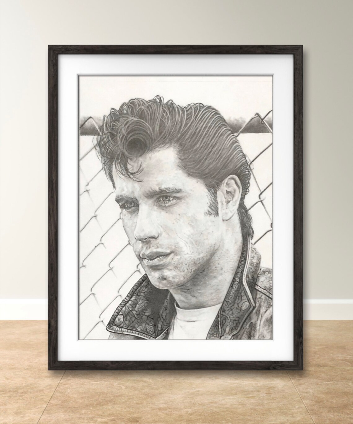 Danny Zuko John Travolta Pencil Drawing Print - Etsy Canada