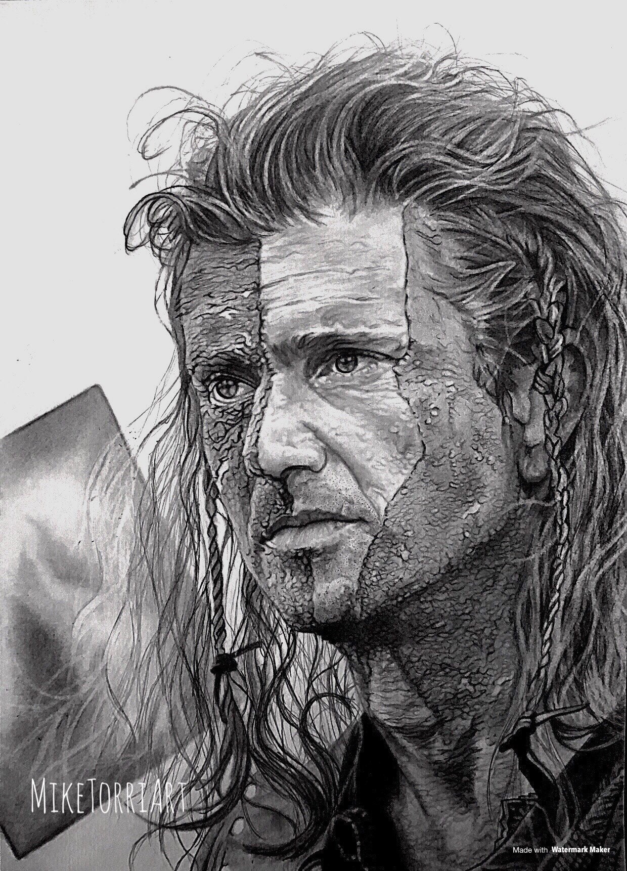 BRAVEHEART William Wallace Impresión de dibujo a lápiz de Mel Gibson ...