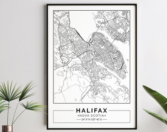 Art & Collectibles Halifax Poster City Map Black and White Canada Nova ...