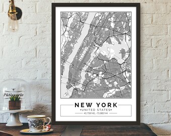 New york city map | Etsy
