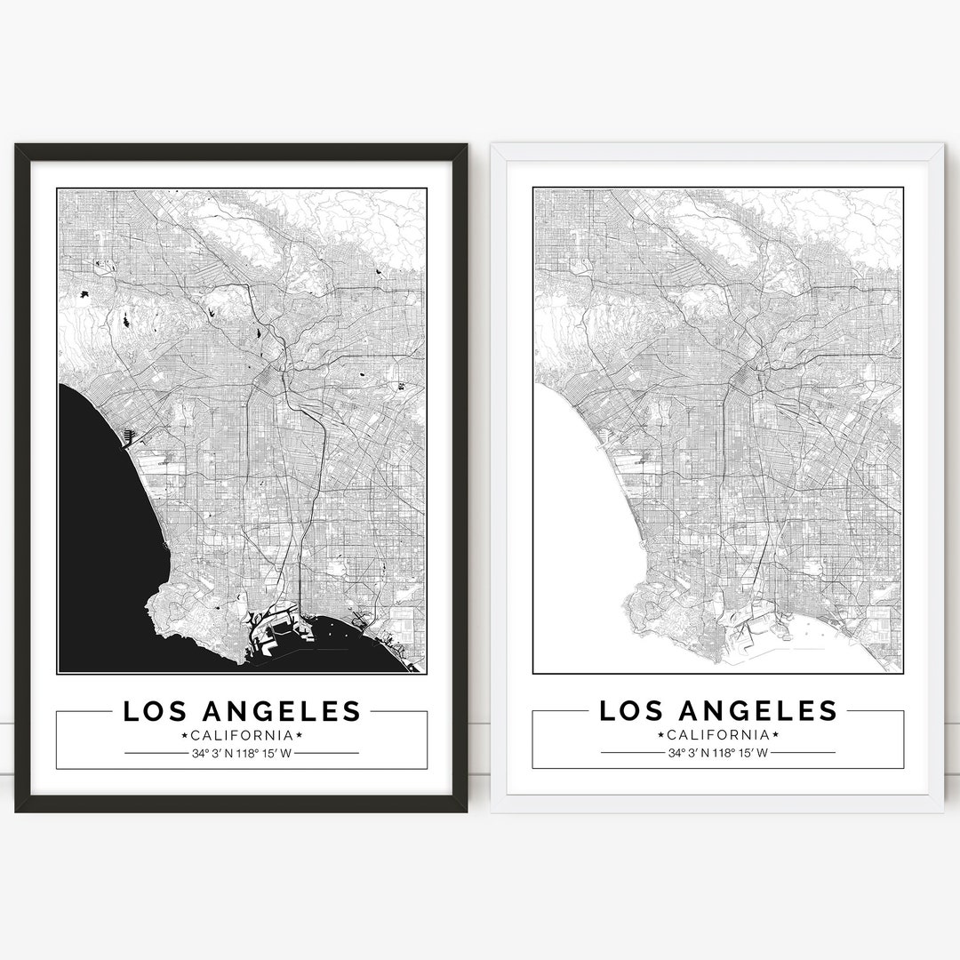 Los Angeles Map CA California City Map Digital Poster - Etsy