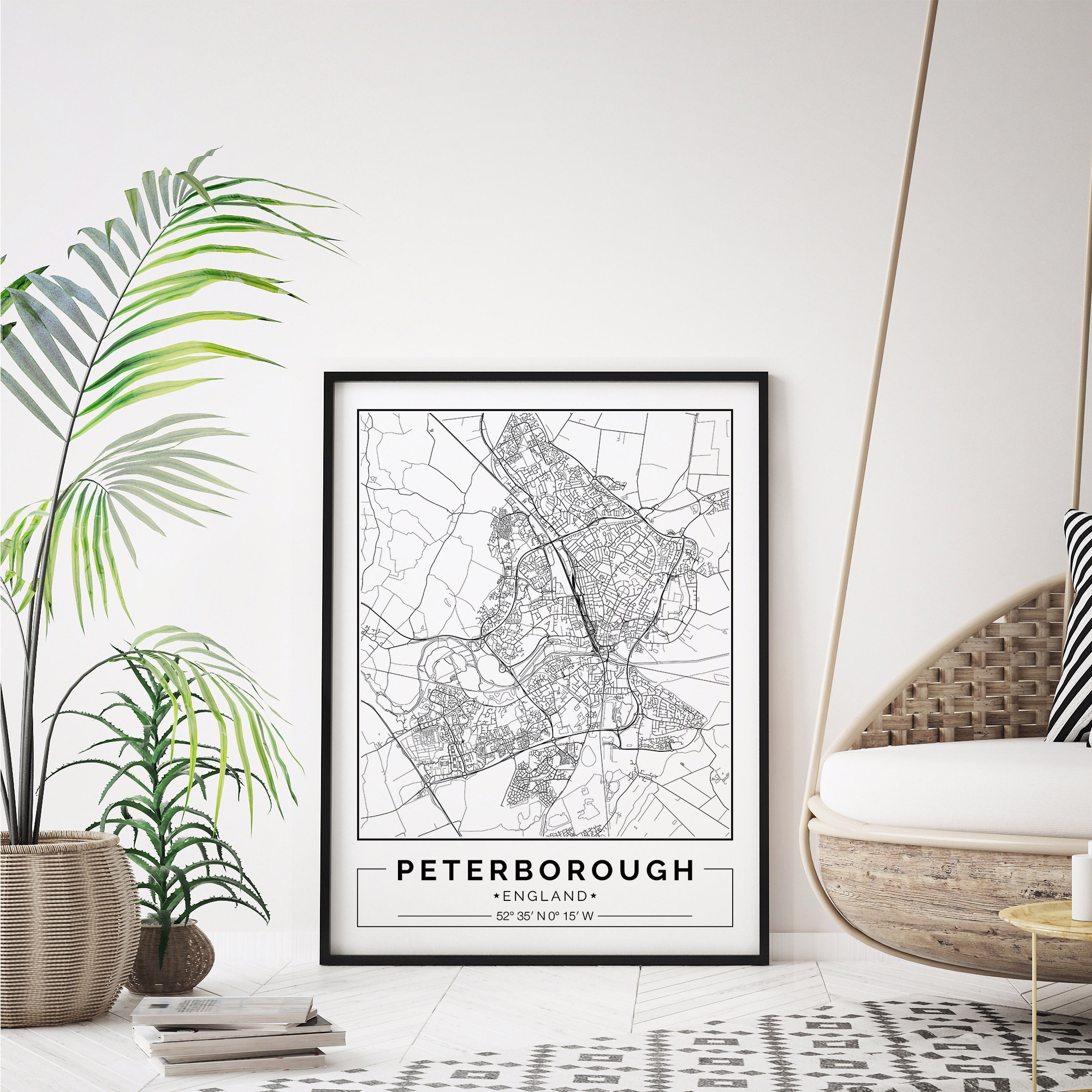 Peterborough England map Peterborough UK City map | Etsy