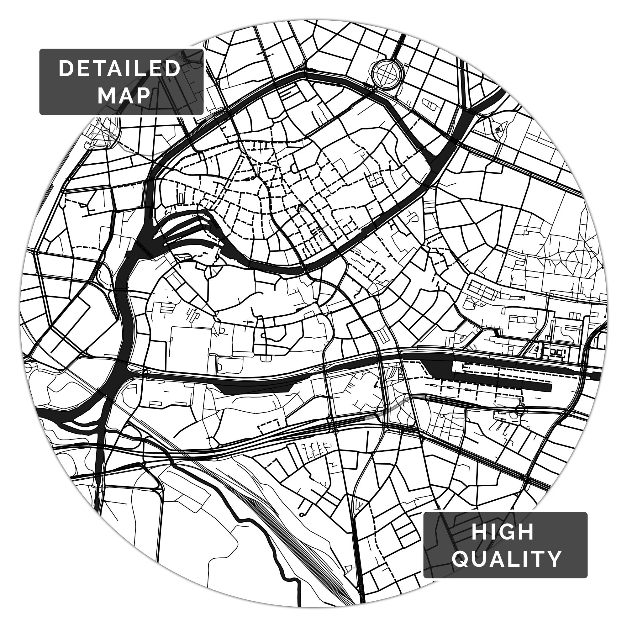 Printable Art Black and White City Map City Street Road Map Print ...