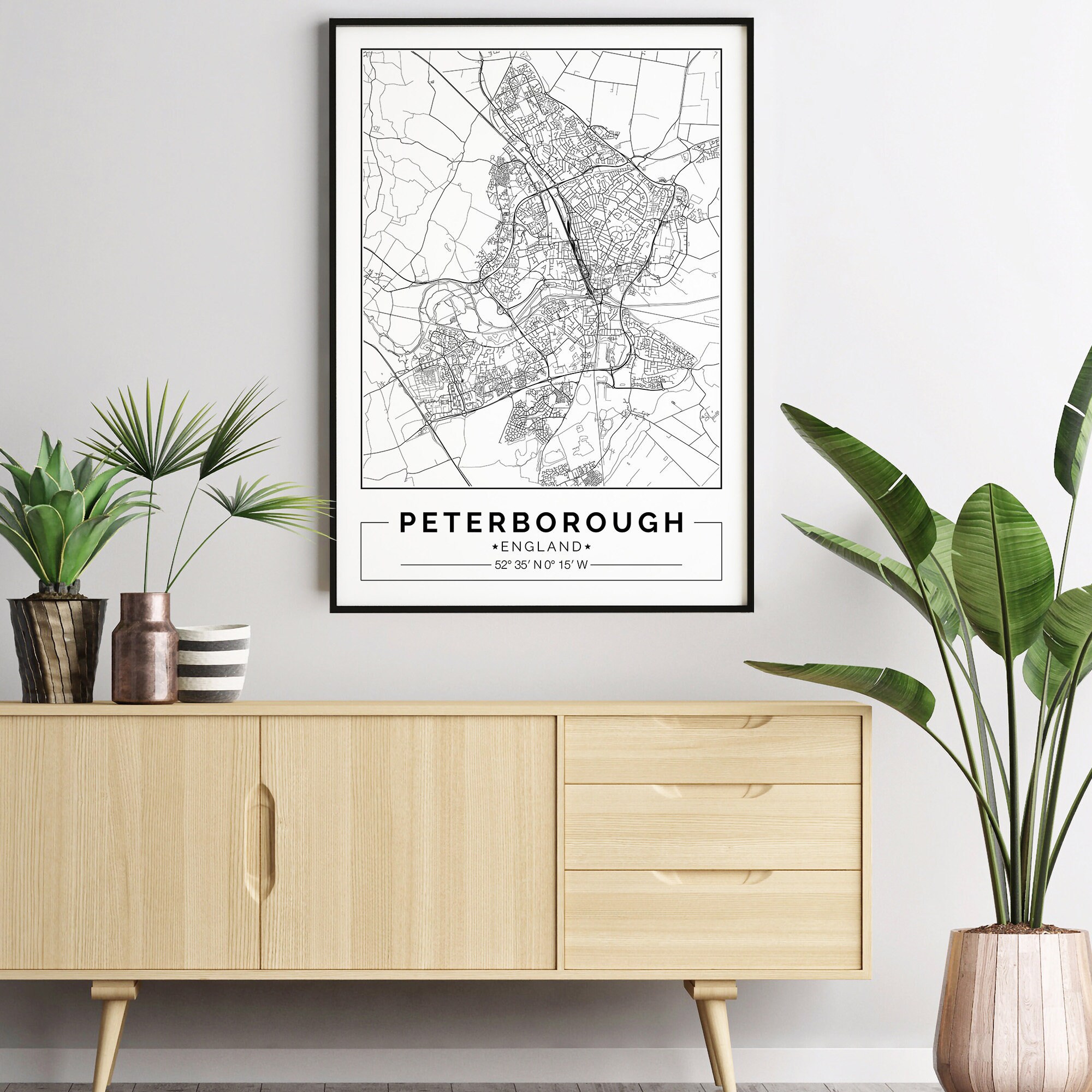 Peterborough England map Peterborough UK City map | Etsy