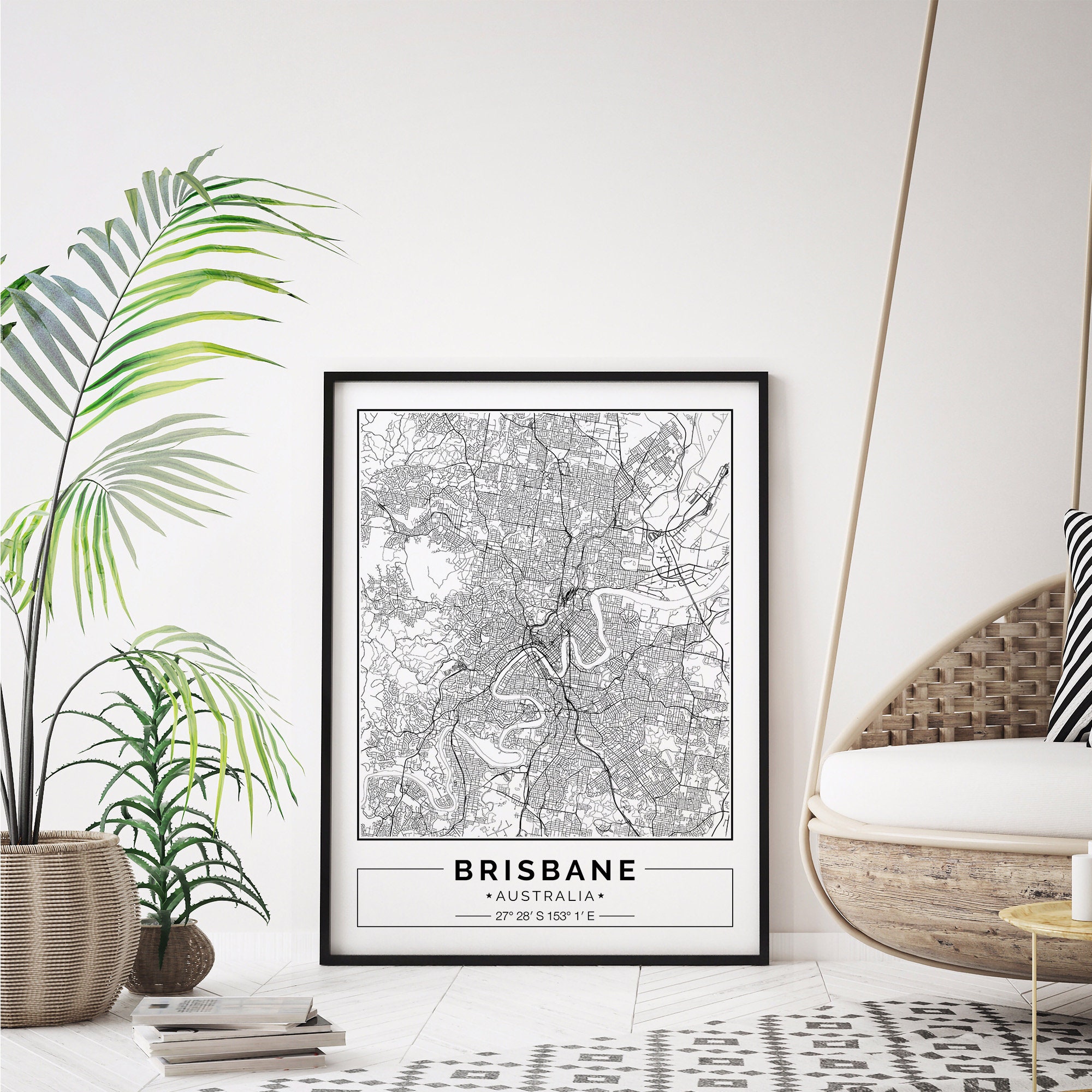 Brisbane Australia map Brisbane City map Brisbane Poster - Etsy.de