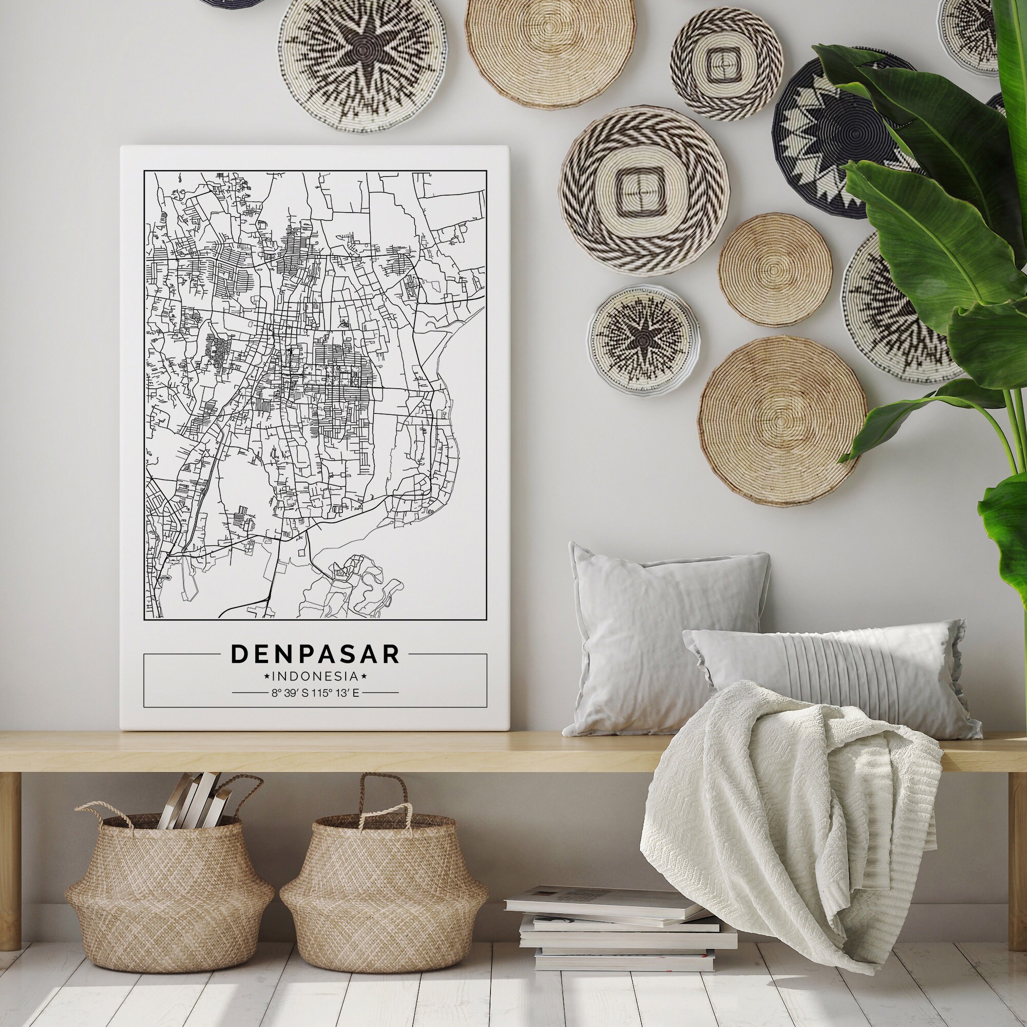 Denpasar Indonesia map Denpasar City map Denpasar Poster | Etsy