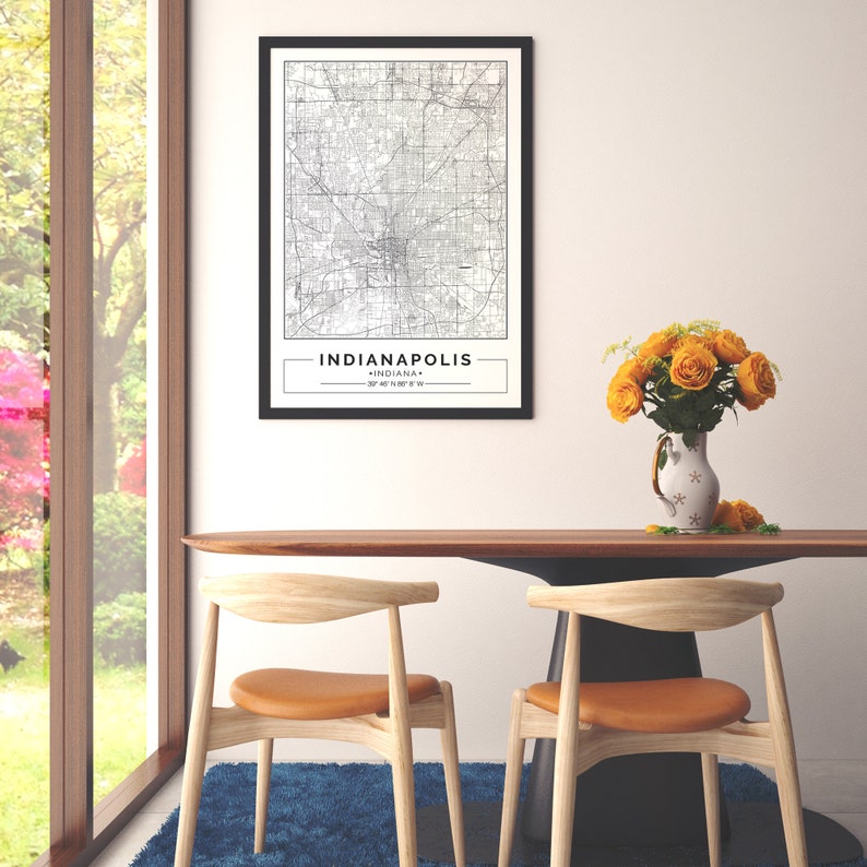 Indianapolis Map Indiana City Map Digital Poster - Etsy