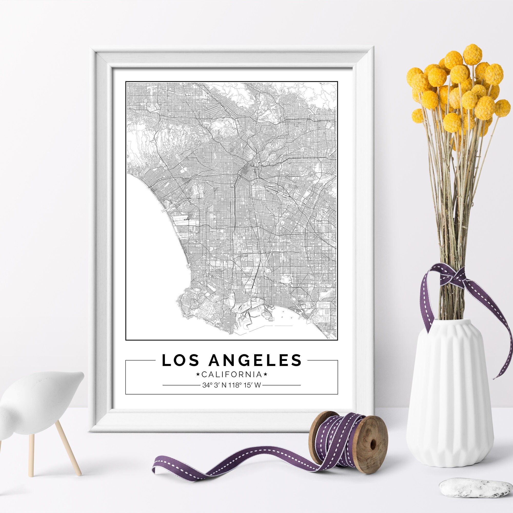 Los Angeles map CA California City map Digital Poster | Etsy