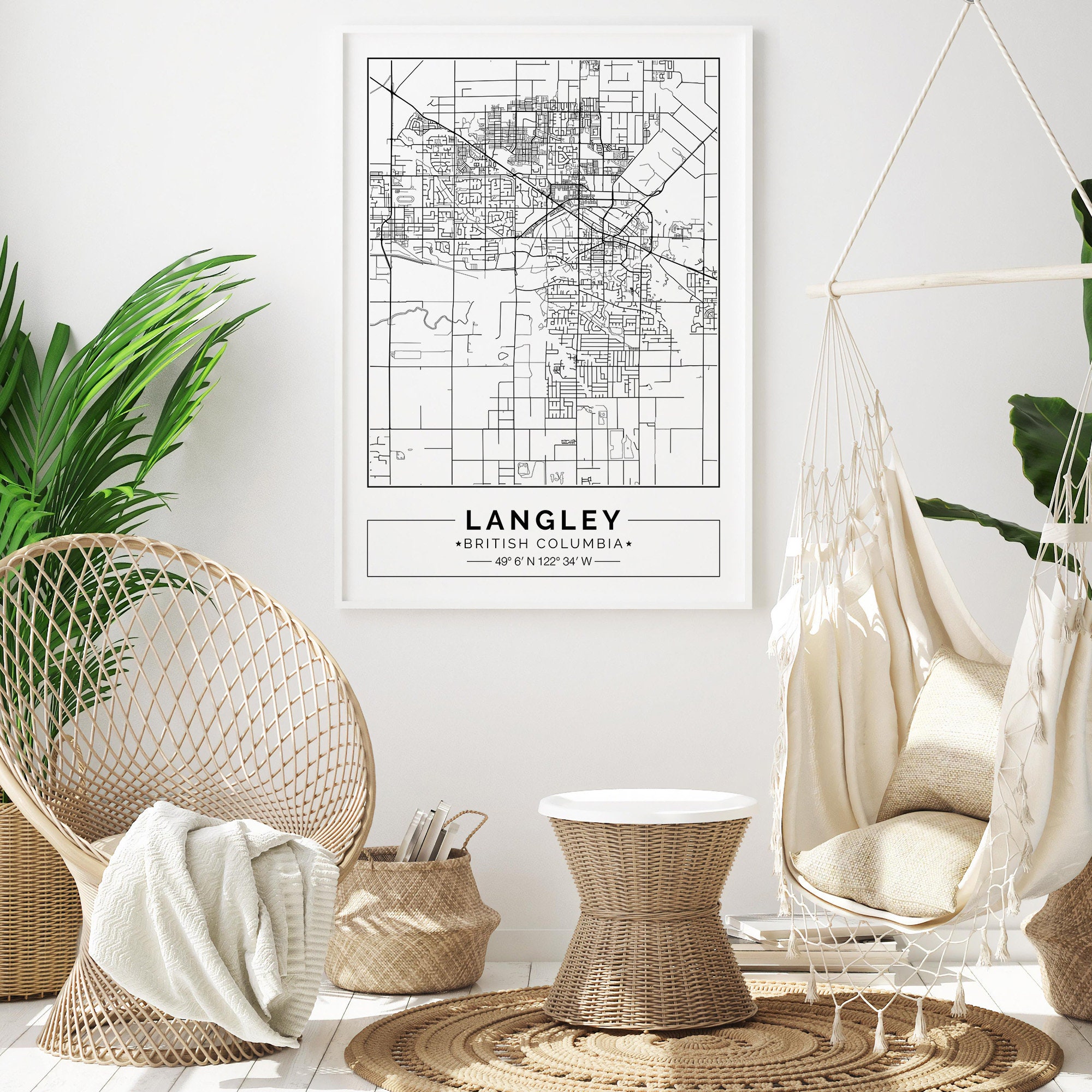 Langley British Columbia Canada Langley City Map Langley - Etsy
