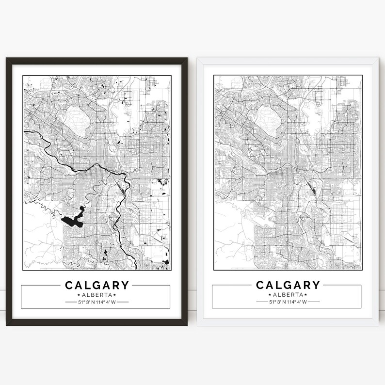 Calgary Alberta Canada City Map Poster Printable Print | Etsy