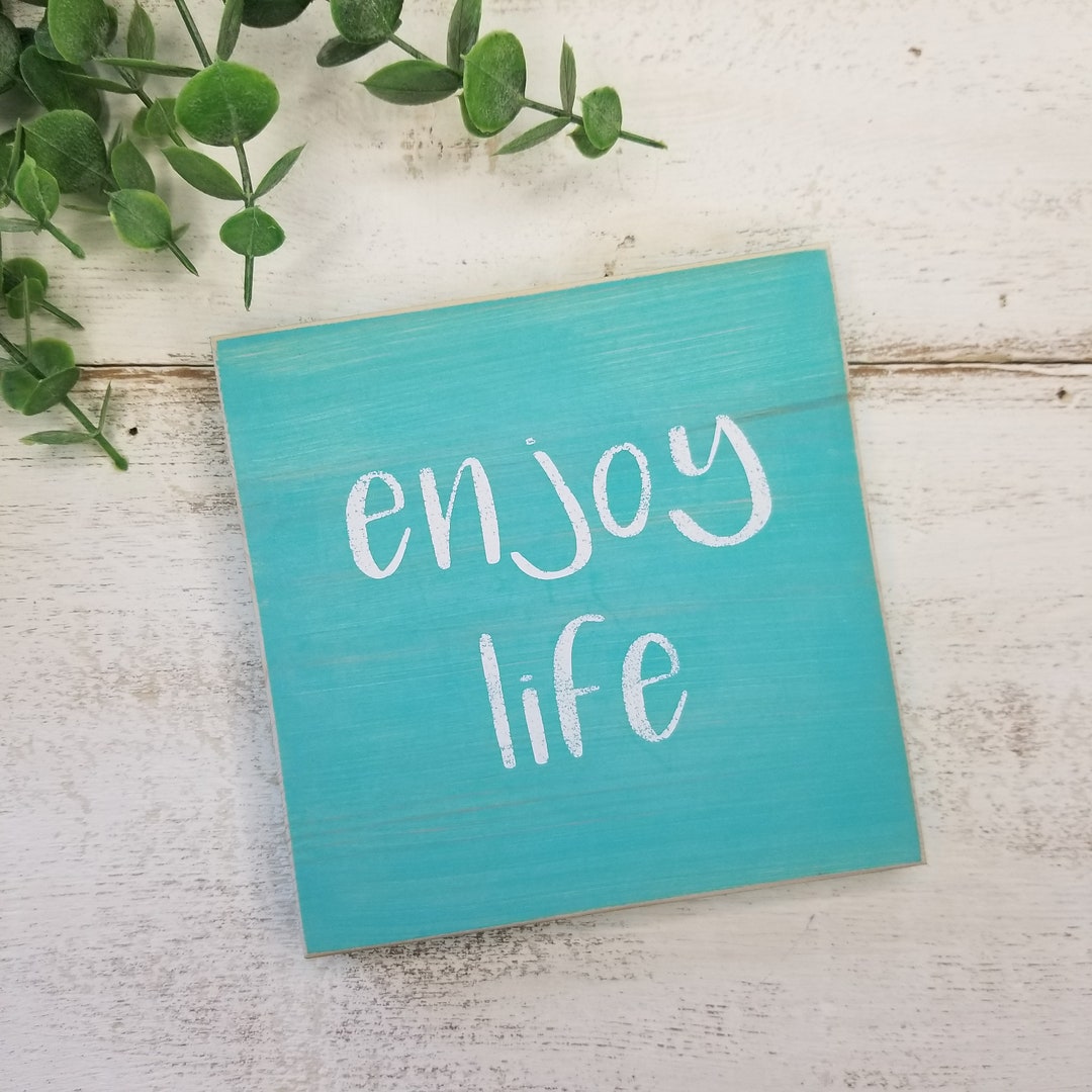Enjoy Life Rustic Wood Sign, Small Shelf Signs, Beach Decor - Etsy