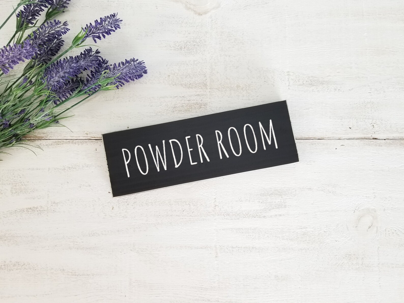 Powder Room Sign Bathroom Sign Wood Shelf Sitter Farmhouse - Etsy