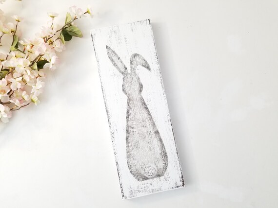 Easter Bunny Sign Vintage Farmhouse Wall Decor Bunny Wall | Etsy