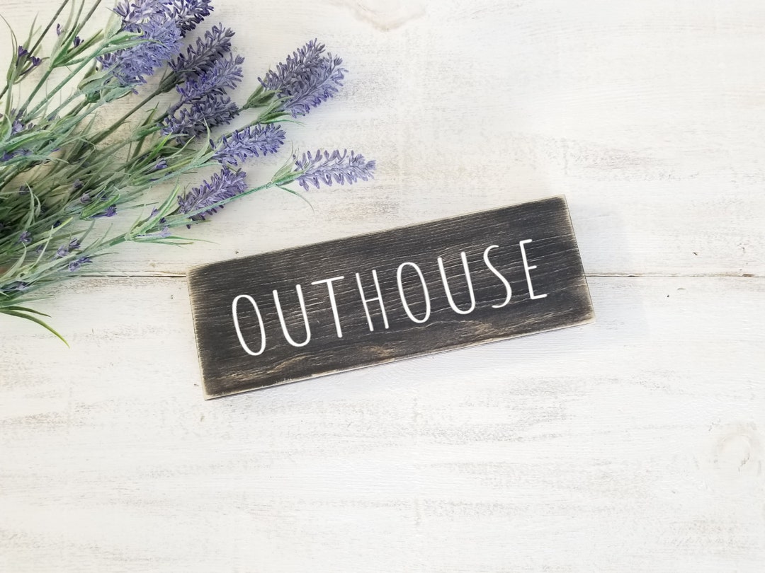 Outhouse Rustic Wood Bathroom Sign, Small Shelf Sign for Guest Bathroom ...