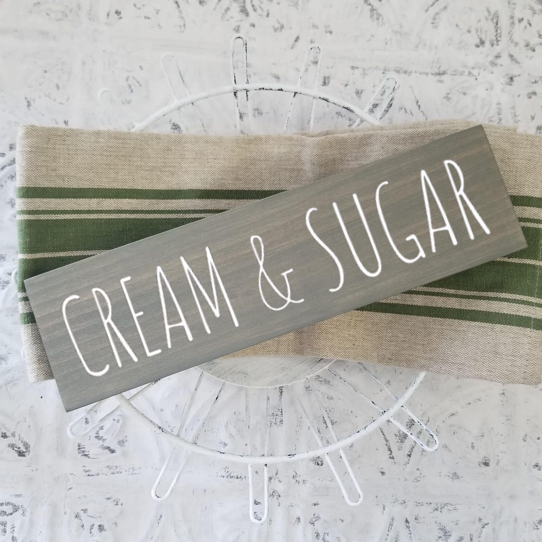Cream and Sugar Sign, Coffee Bar Sign, Wood Kitchen Farmhouse Sign - Etsy