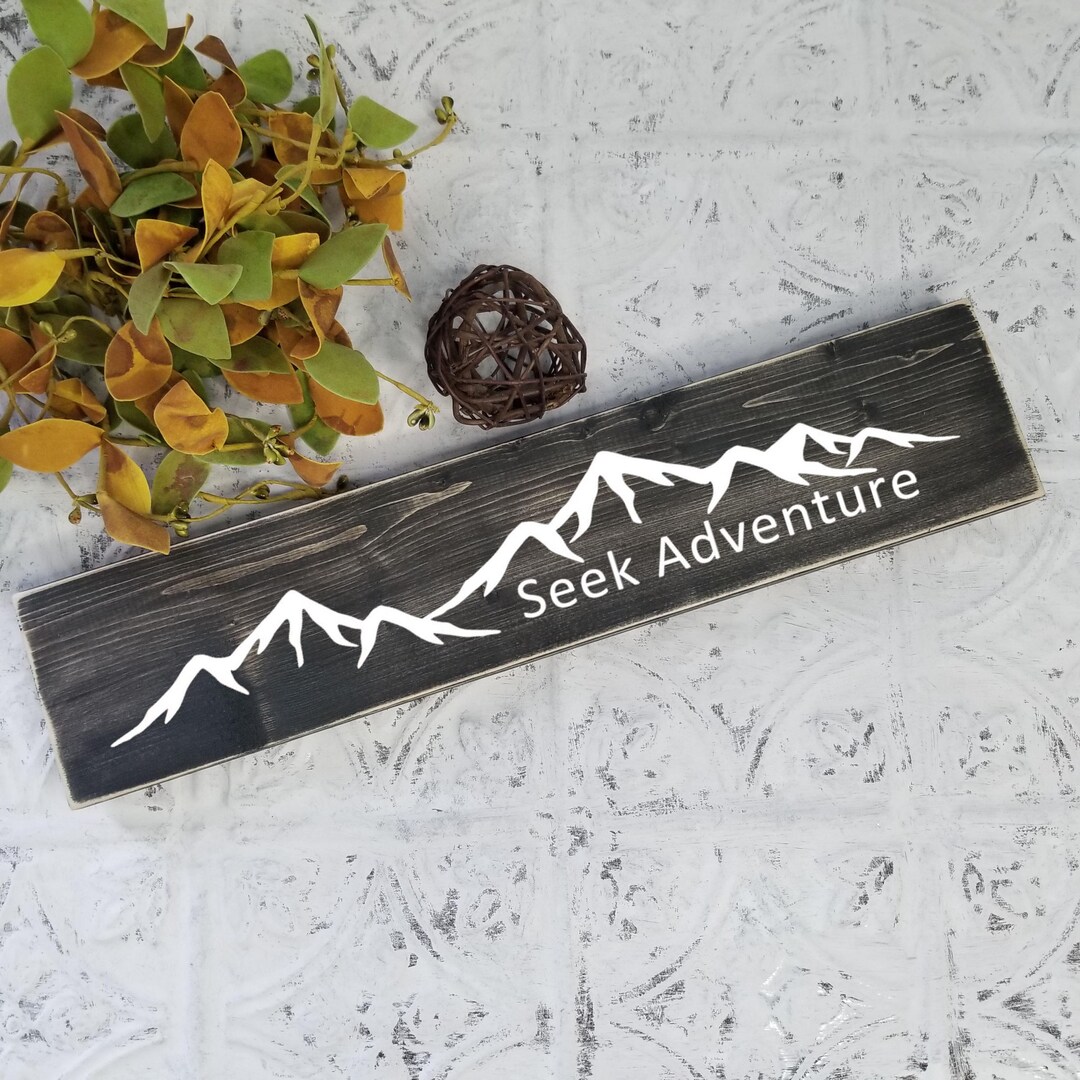 Seek Adventure, Wall Sign, Rustic Wall Art, Mountain Sign Nursery - Etsy