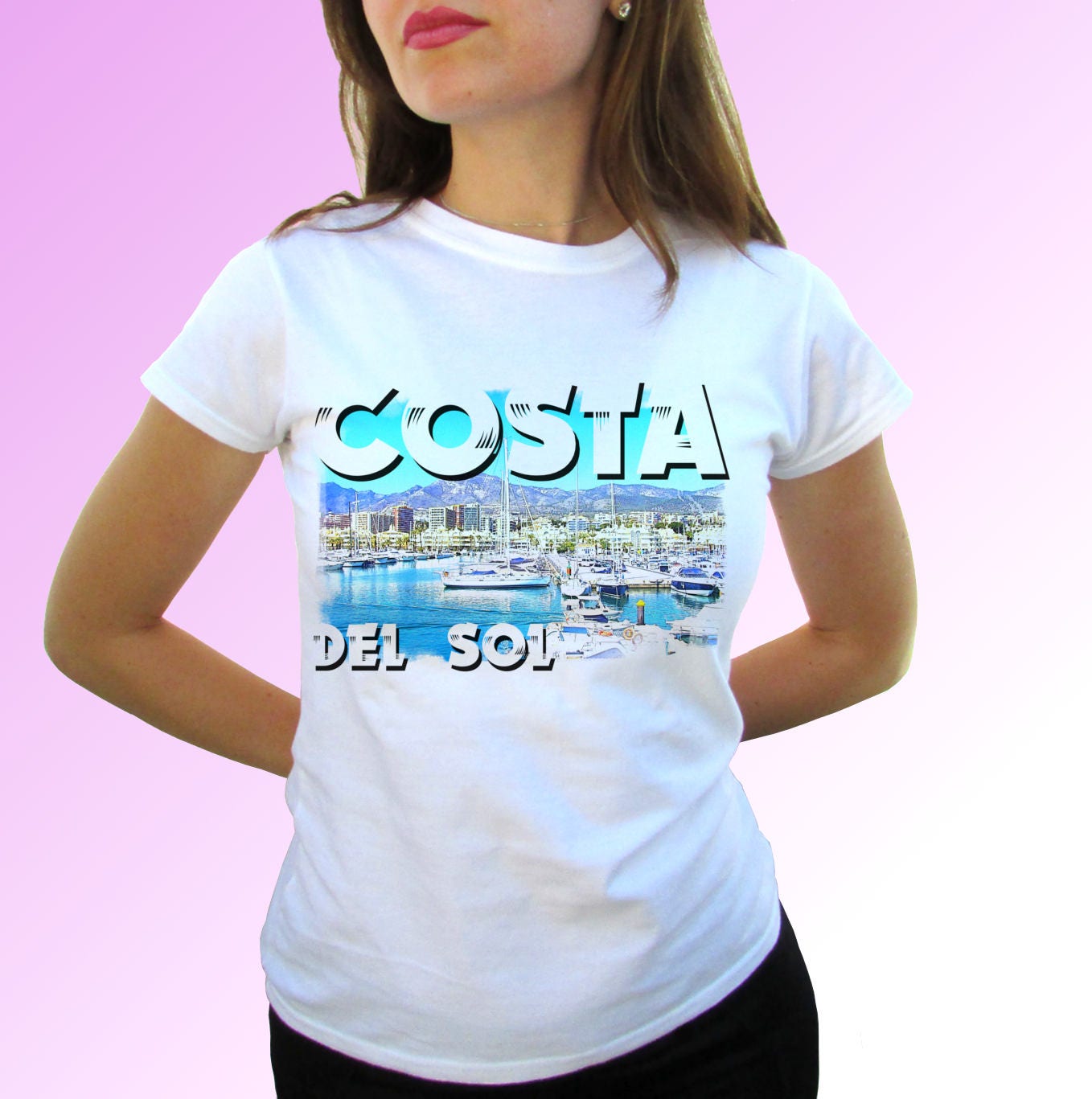 Costa del sol white t shirt top short sleeves Mens Womens | Etsy