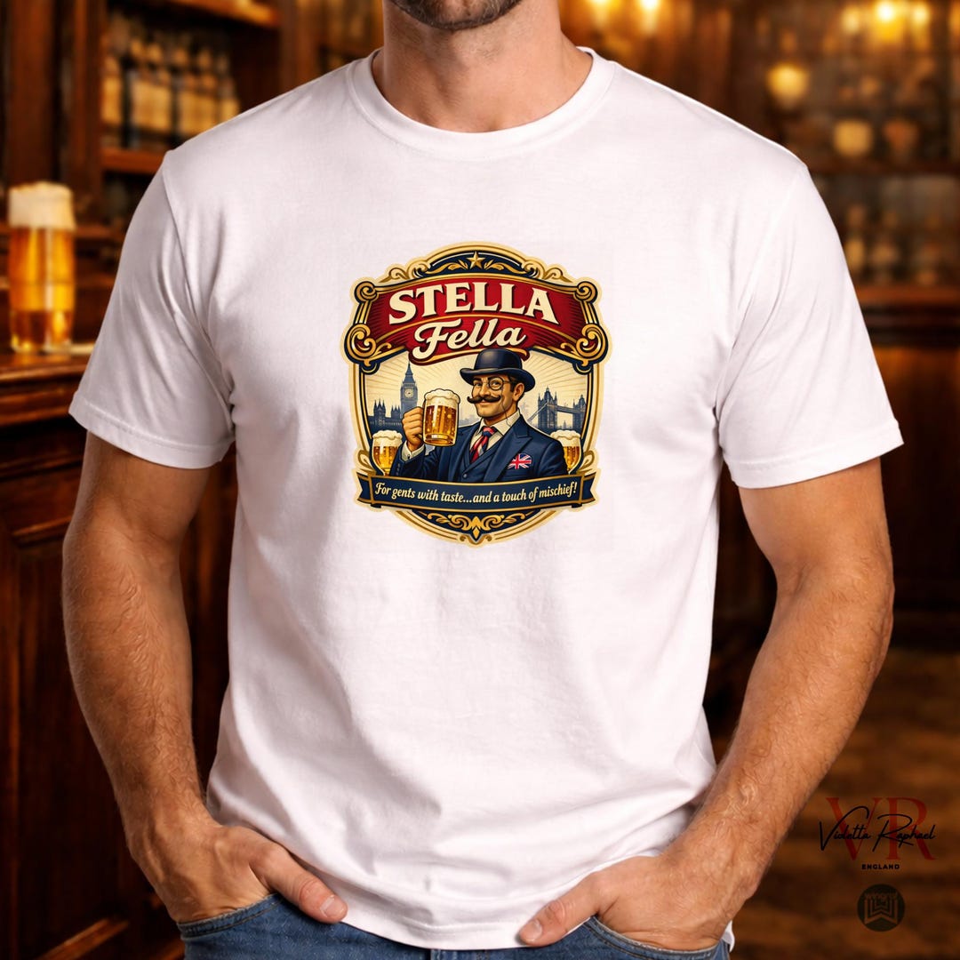Funny T Shirt Stella Fella Retro Alcohol Beer Parody Tee Unisex ...