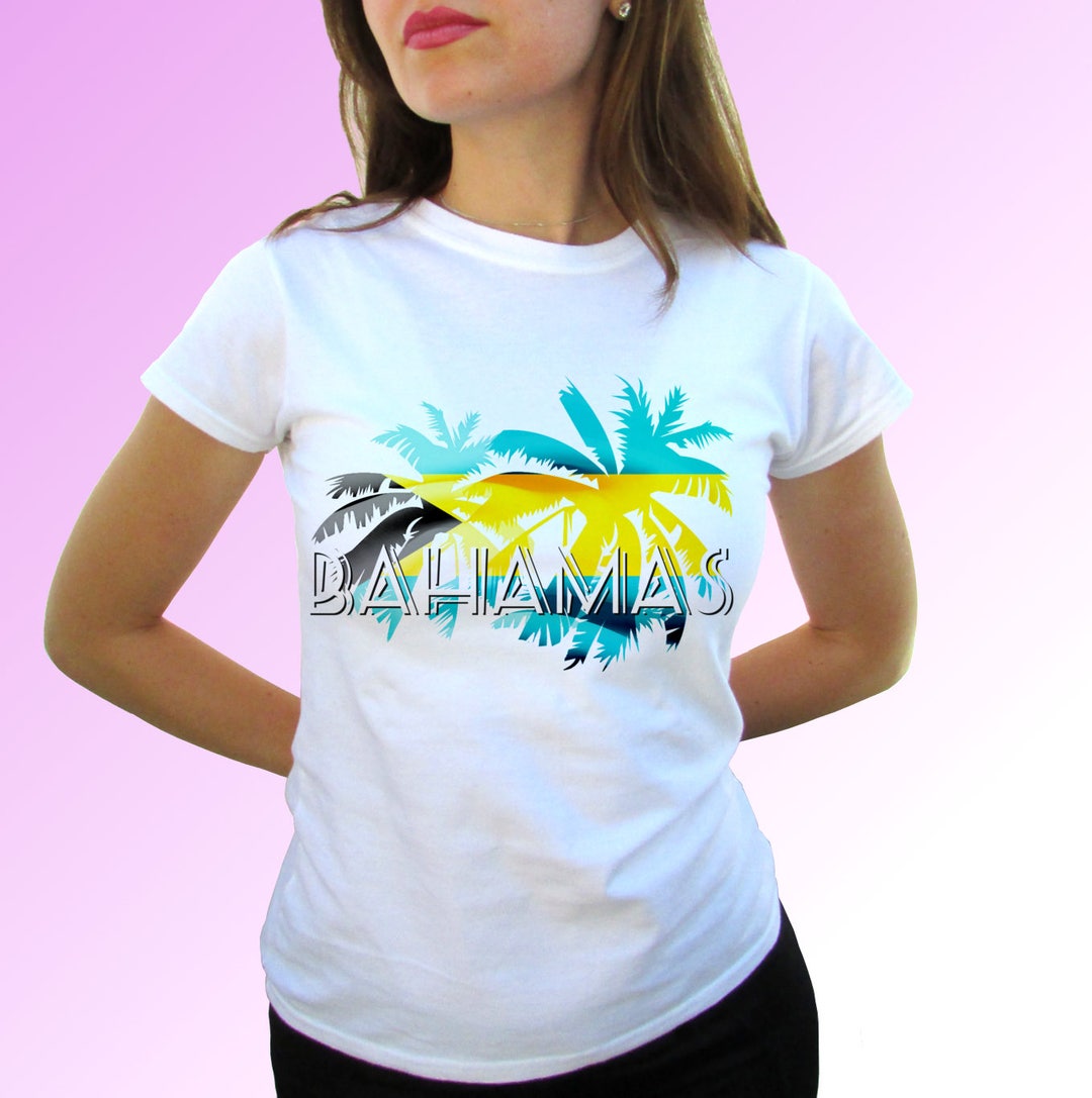 Bahamas Palm Flag New White T Shirt Top Short Sleeves Mens, Womens ...