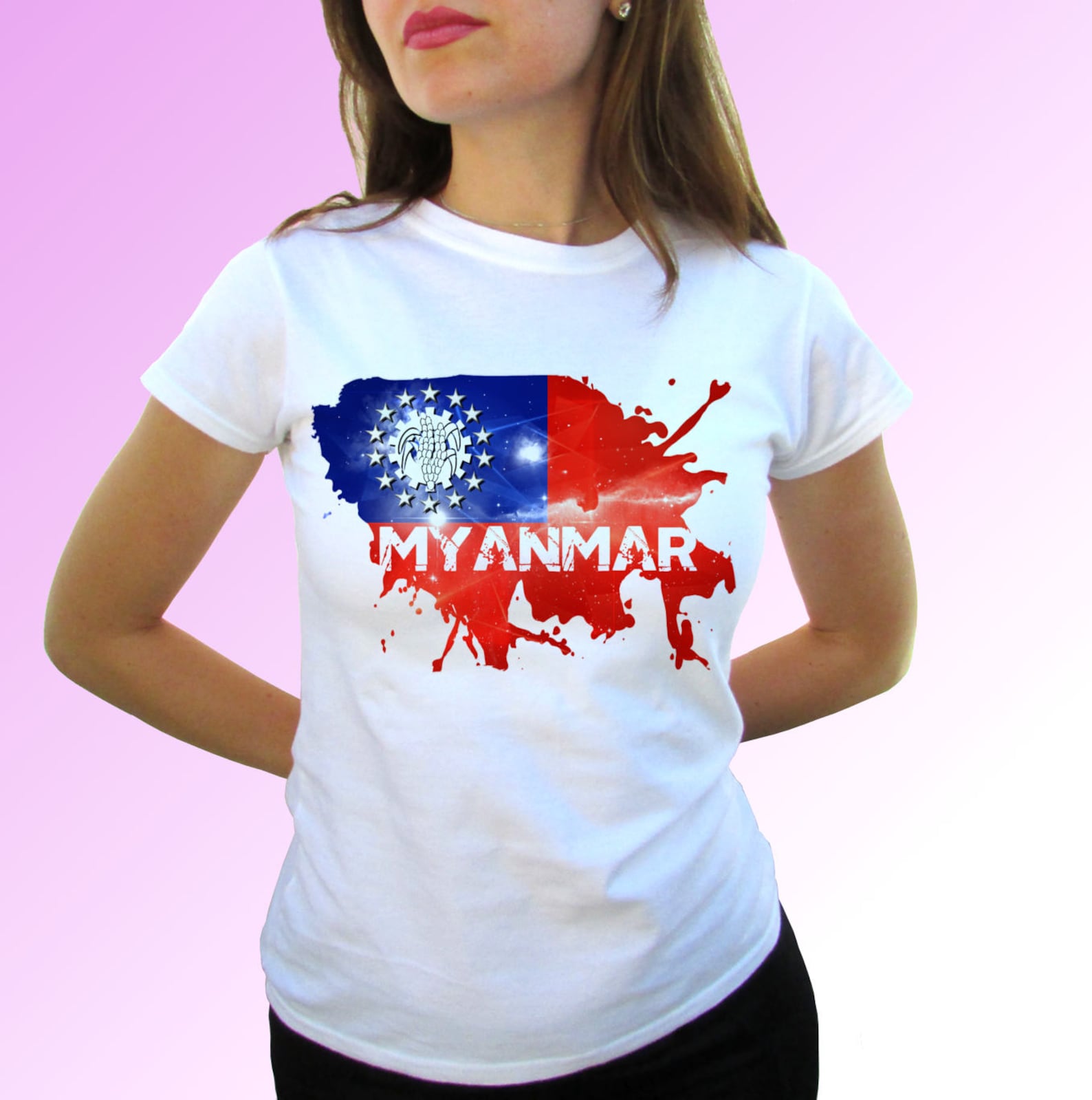 Myanmar White T Shirt Top Short Sleeves Mens Womens Kids - Etsy