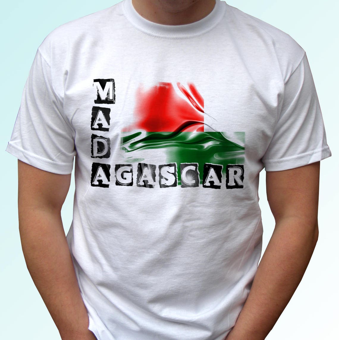 Madagascar Flag White T Shirt Design Top Short Sleeves Mens | Etsy