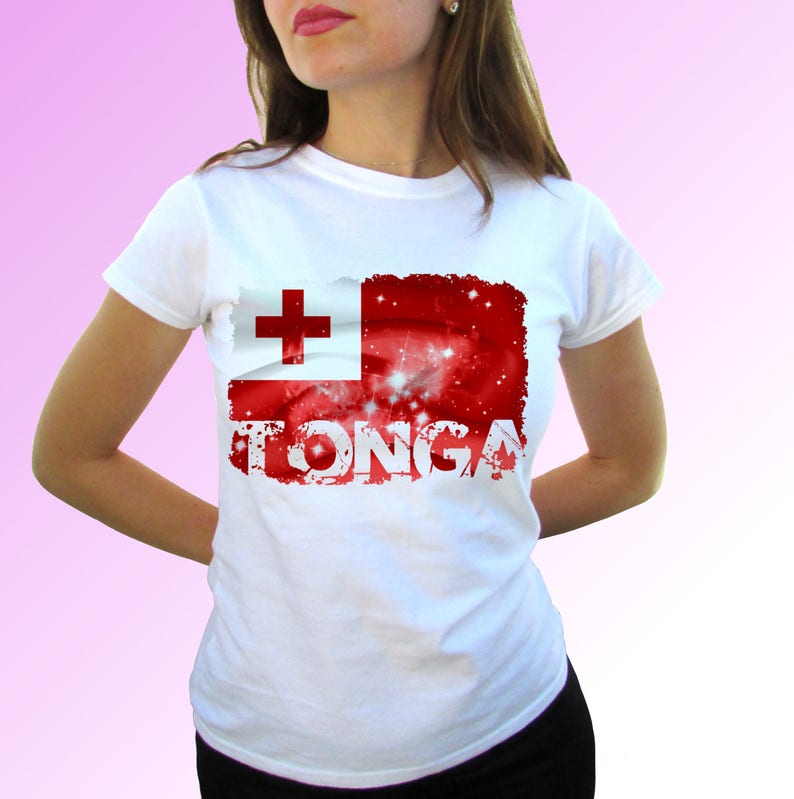 Tonga Flag Design Art White T Shirt Top Short Sleeves Mens - Etsy