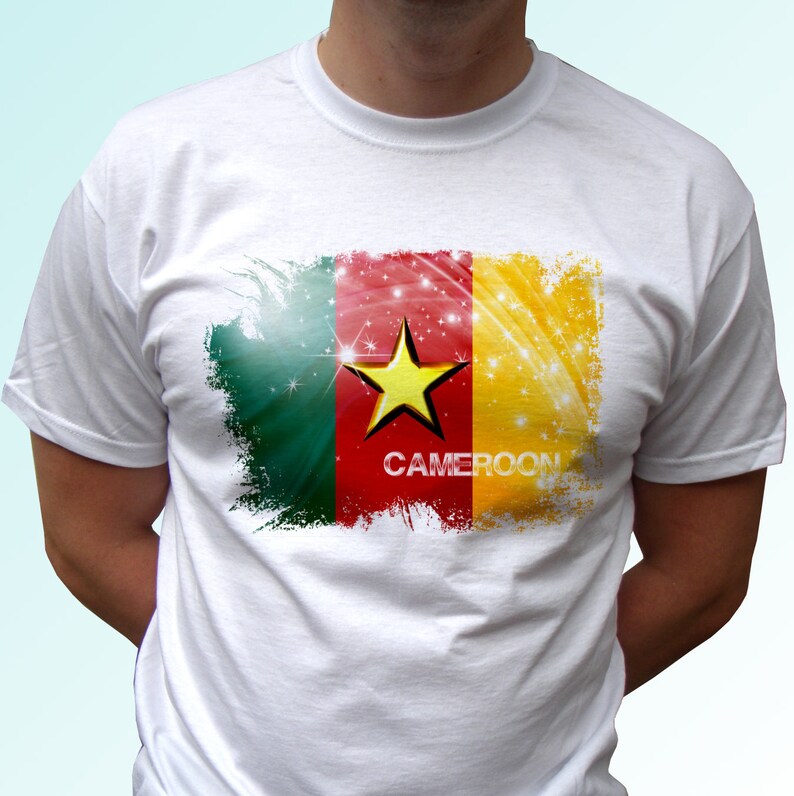 Cameroon Flag White T Shirt Top Short Sleeves Mens Womens - Etsy