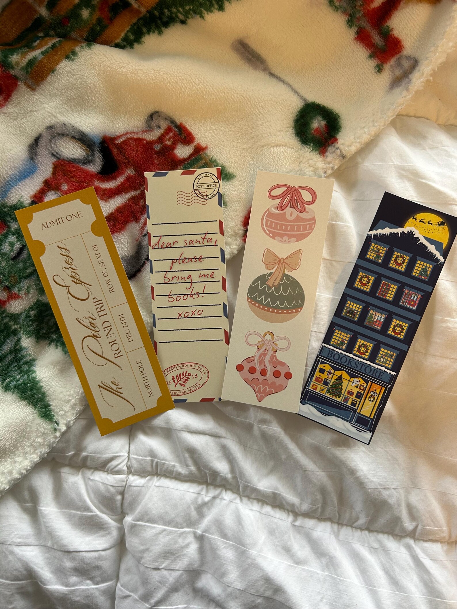 Holiday Bookstore Bookmark: Christmas Cityscape Reader Gift - Etsy