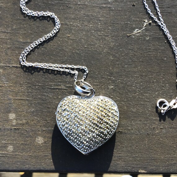Diamond Pave’ sterling silver heart locket. 21” sterl… - Gem