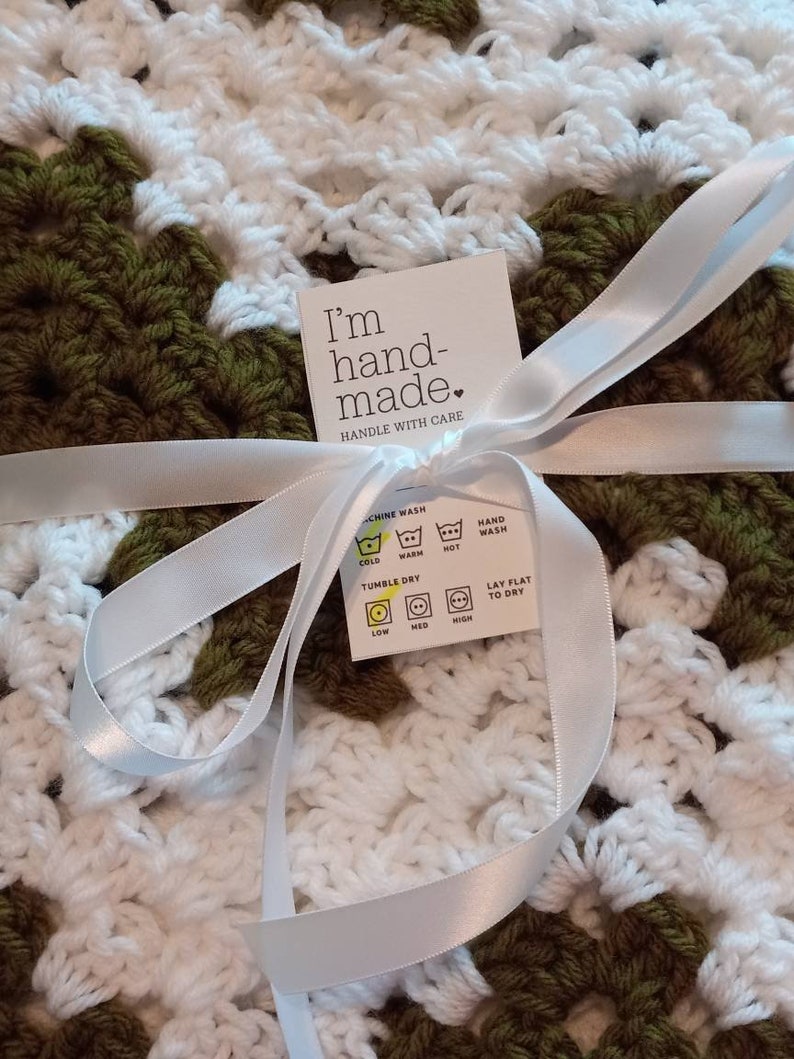 Charming Crocheted Granny Ripple Throw White and Olive Green - Etsy