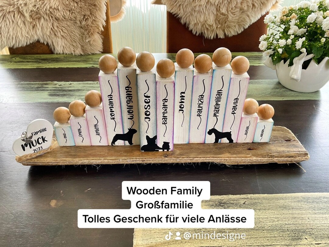 Wooden Family, Gift, Wedding, Birth, Deco, Personalized, Wood, Family ...
