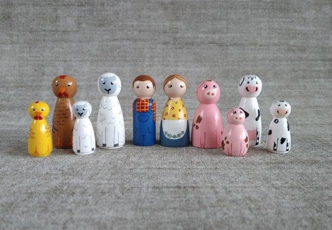 Pegdolls / Cone Dolls / Wooden Dolls Themed Farm - Etsy