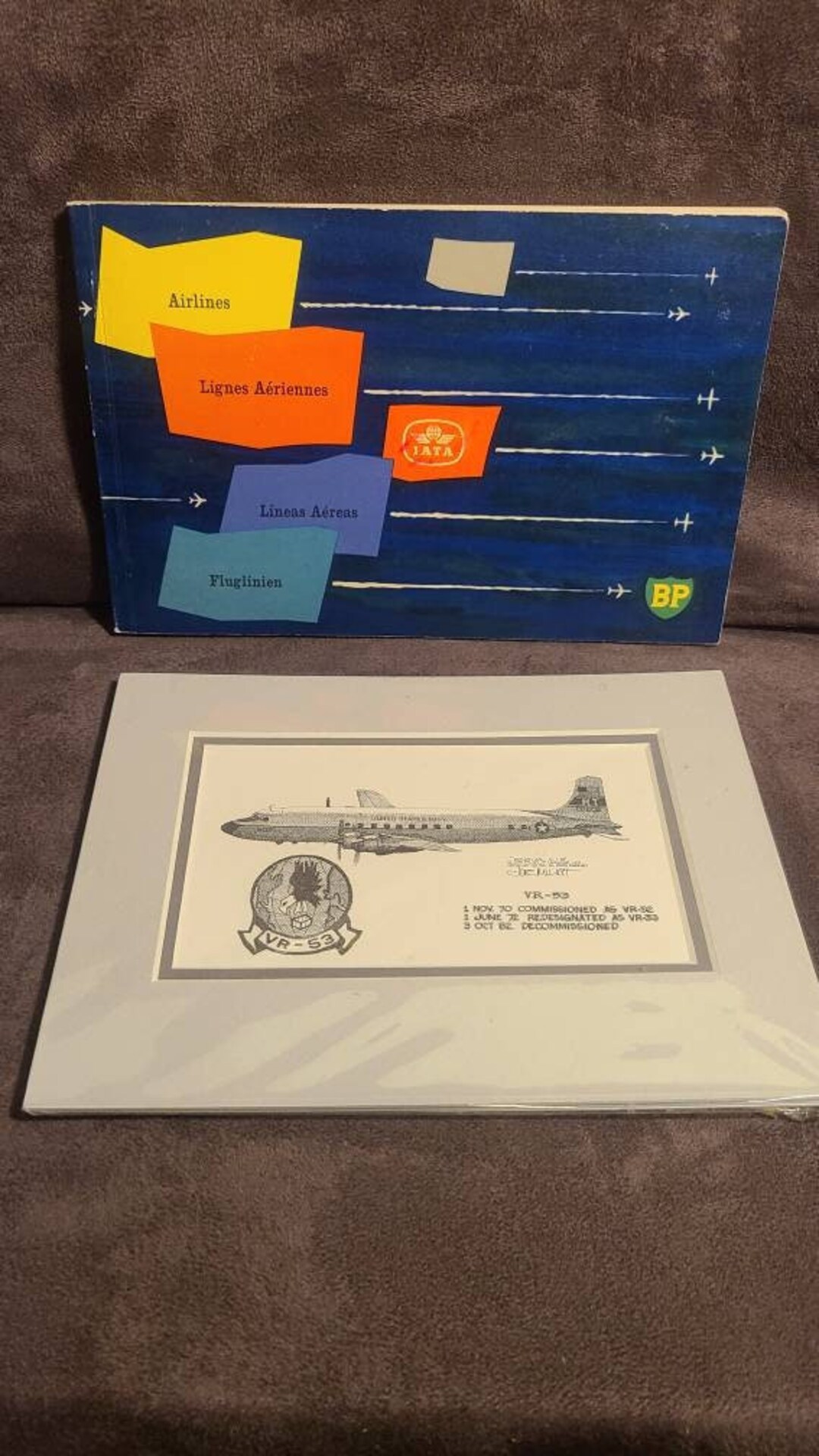 Lot of 2 Aviation Ephemera, Book and Print, Vintage Airlines and ...