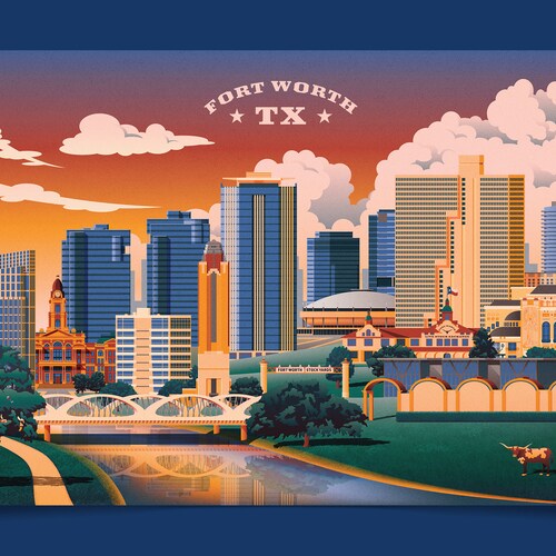 Travel Poster Fort Worth Texas - Etsy