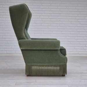 1970s, Danish Wingback Armchair, Original Condition, Furniture Velour ...