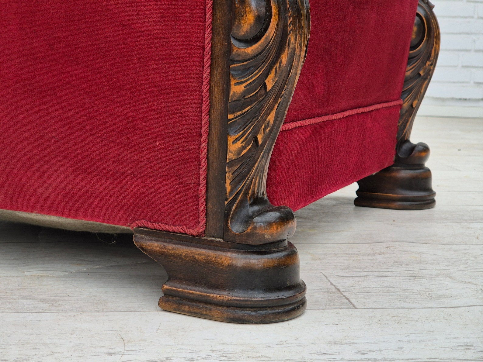1950s, Danish Armchair With Footstool, Furniture Velour, Ash Wood. - Etsy